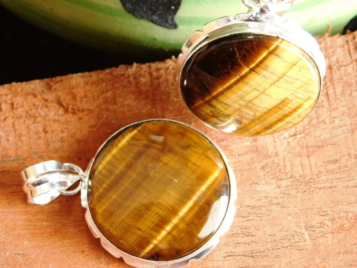Tiger Eye Pendant Handmade Pendant Round Shape Pendant - Etsy
