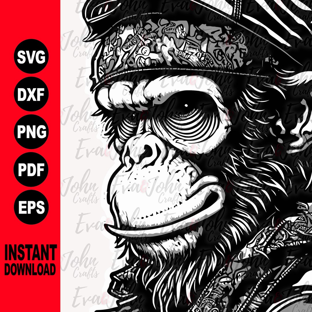Black and White Cool Gangster Monkey / Jpg Svg Eps Png Dfx / Cutfiles ...