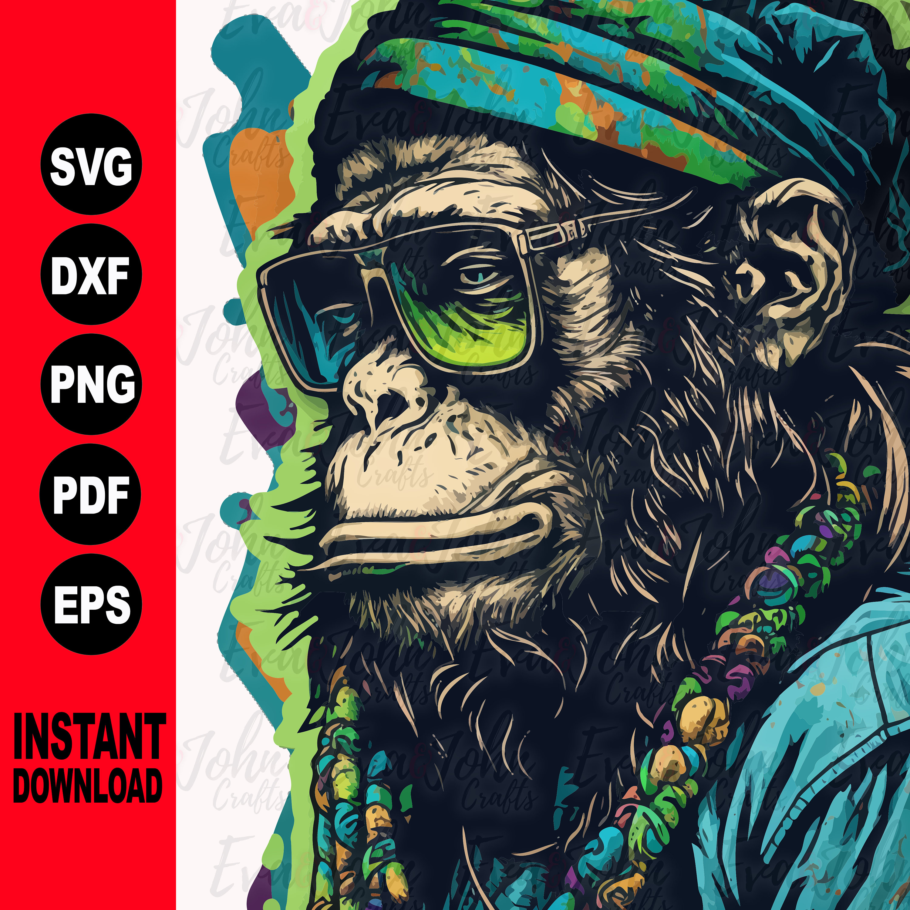 Gangster Monkey Color / Jpg Svg Eps Png Dfx / Cutfiles for Silhouette ...
