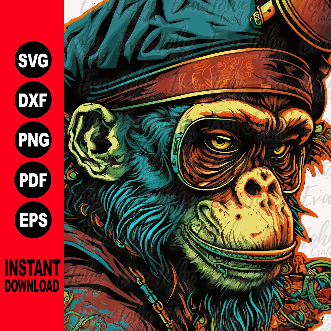 Gangster Monkey Color / Jpg Svg Eps Png Dfx / Cutfiles for Silhouette ...