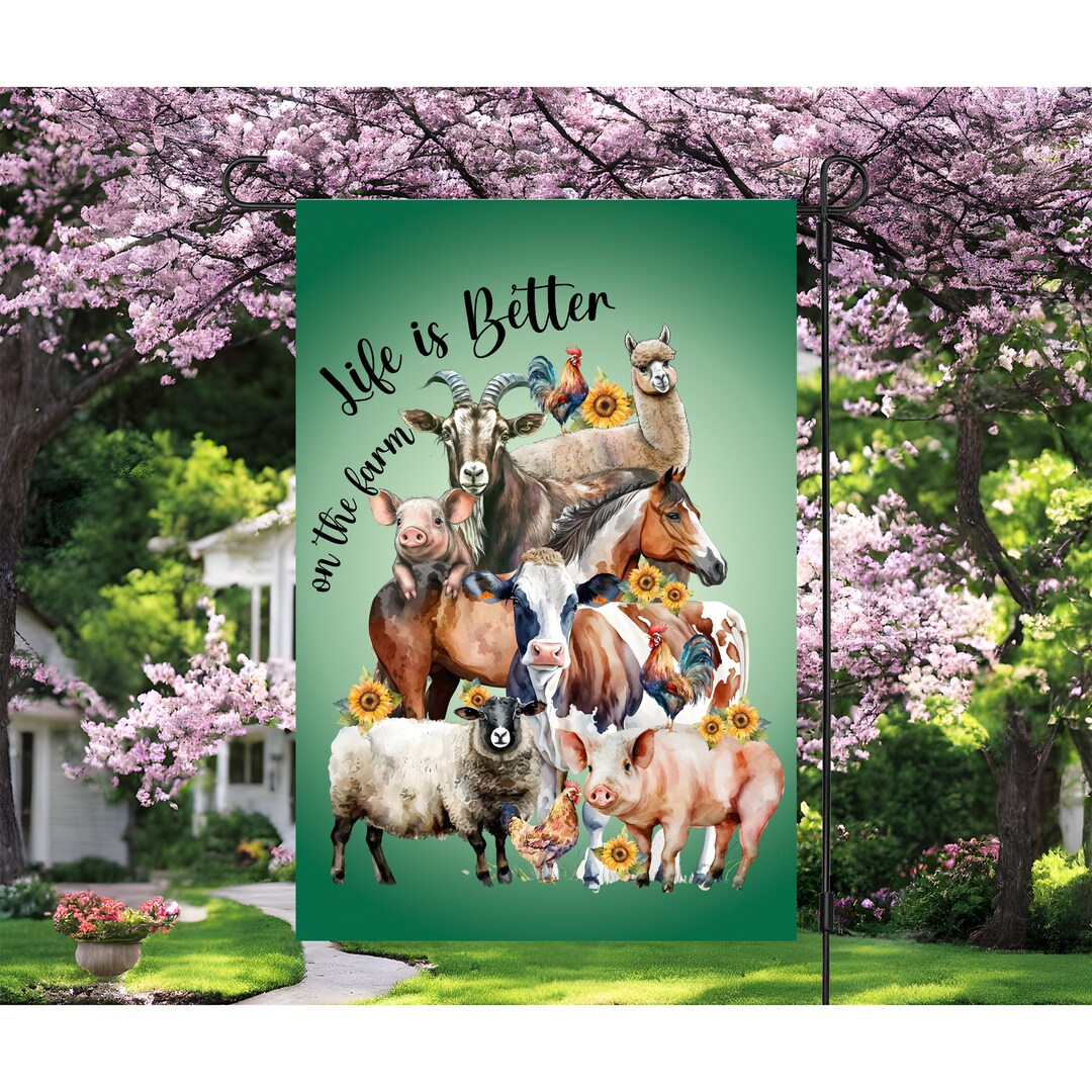 Farm Animal Garden Flag: Double Sided 12"x18" Farmhouse Decor - Etsy