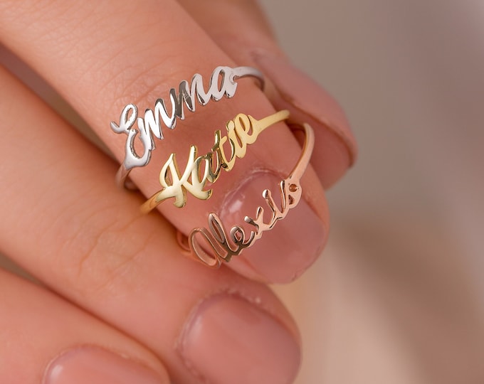 Personalized Name Ring in Sterling Silver - Etsy