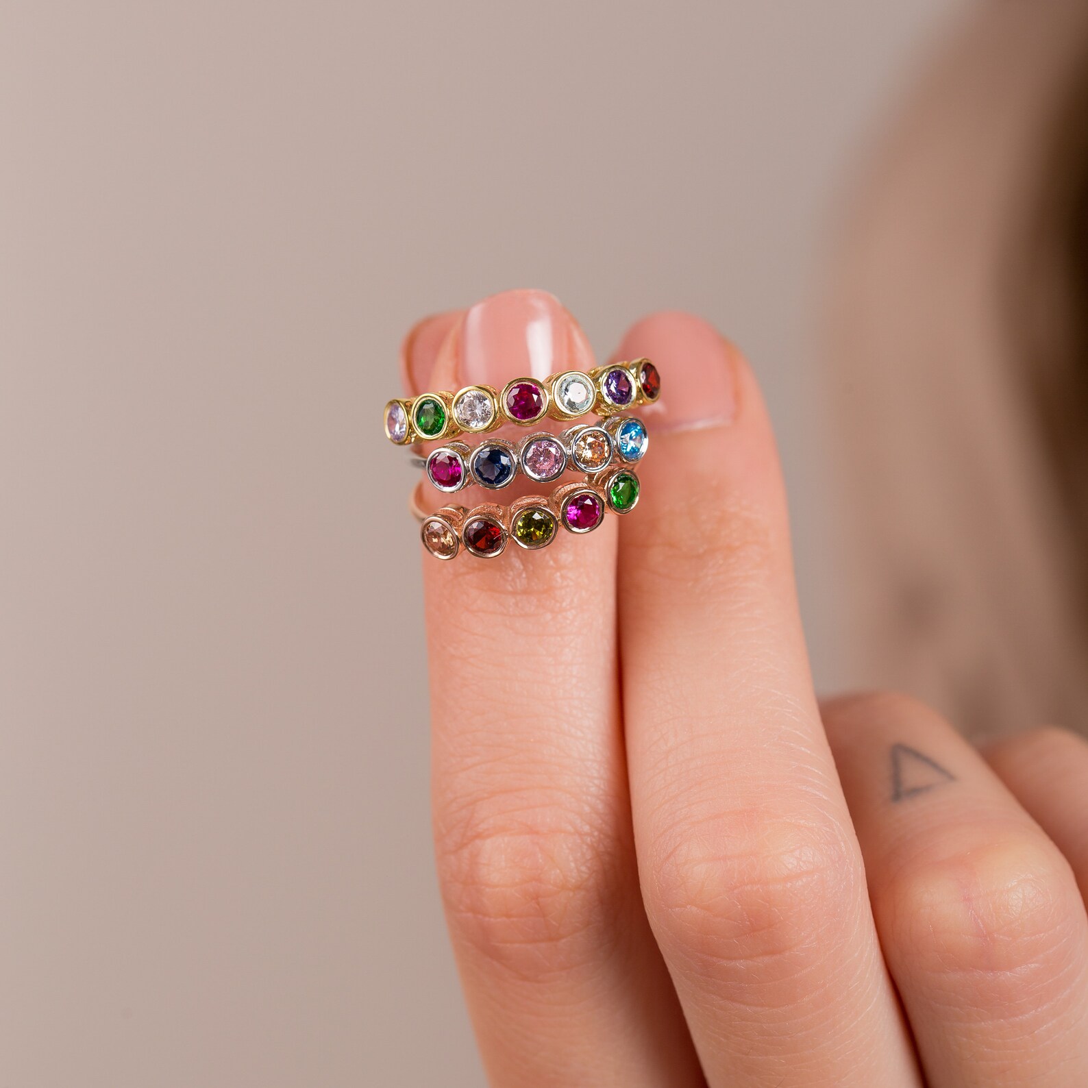 Multi Stone Ring Birthstone Ring Sterling Silver - Etsy