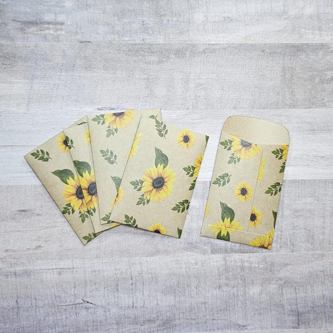 Small Kraft Coin Envelopes, Sunflower Pattern, Seed Storage Packets ...
