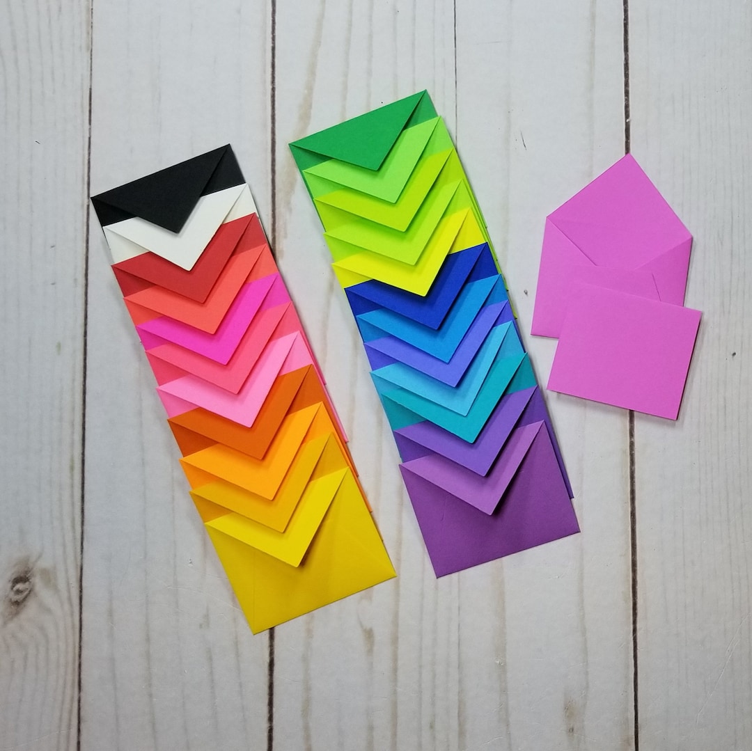 24 TINY Rainbow Envelopes, 2 Wide by 1-5/8 Tall, Micro Envelopes With ...