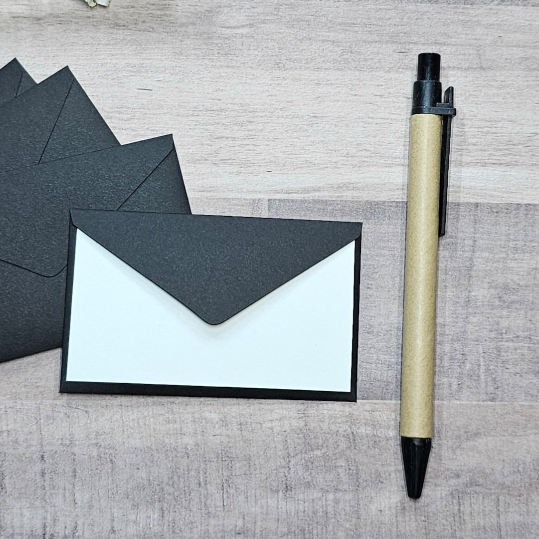 Set of 100 Small Black Envelopes, 3-5/8" Wide by 2-1/4" Tall, Business ...
