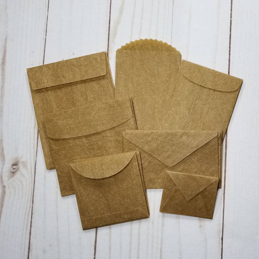 Waxed Kraft Paper Envelope Assortment Set of 35 Assorted - Etsy