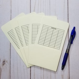 Set of 25 Library Book Cards With Optional Pockets, Date Due Cards, 3 ...