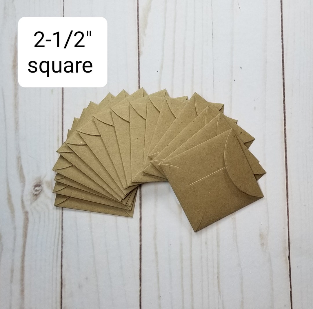 100 Small Kraft Envelopes, 2-1/2" Square, Mini Envelopes, Gift ...