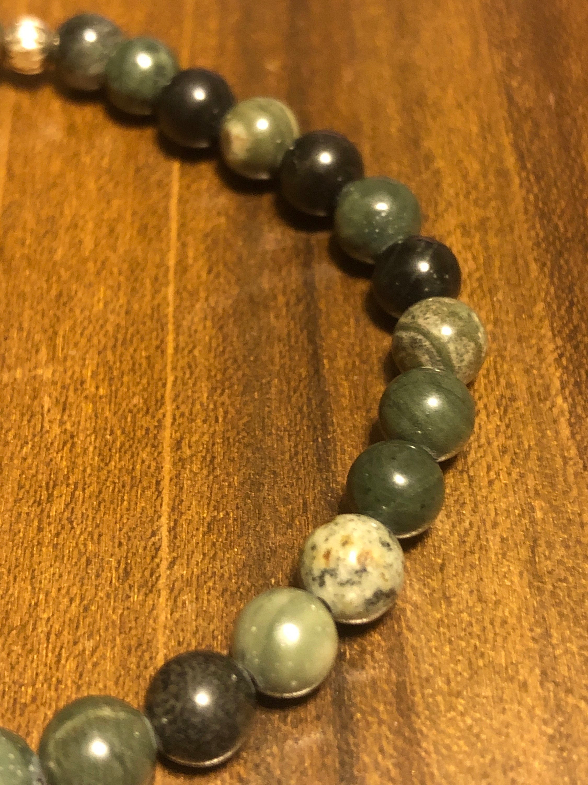 6mm Green Rhodonite Jasper Gemstone Stretch Bracelet Made to | Etsy
