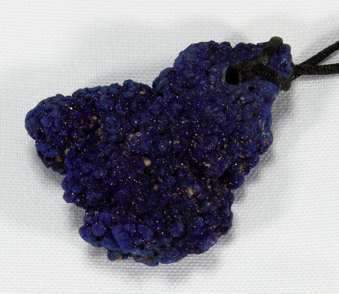 Azurite Pendant, Natural Specimen and Fitted With Cord, Raw Azurite ...