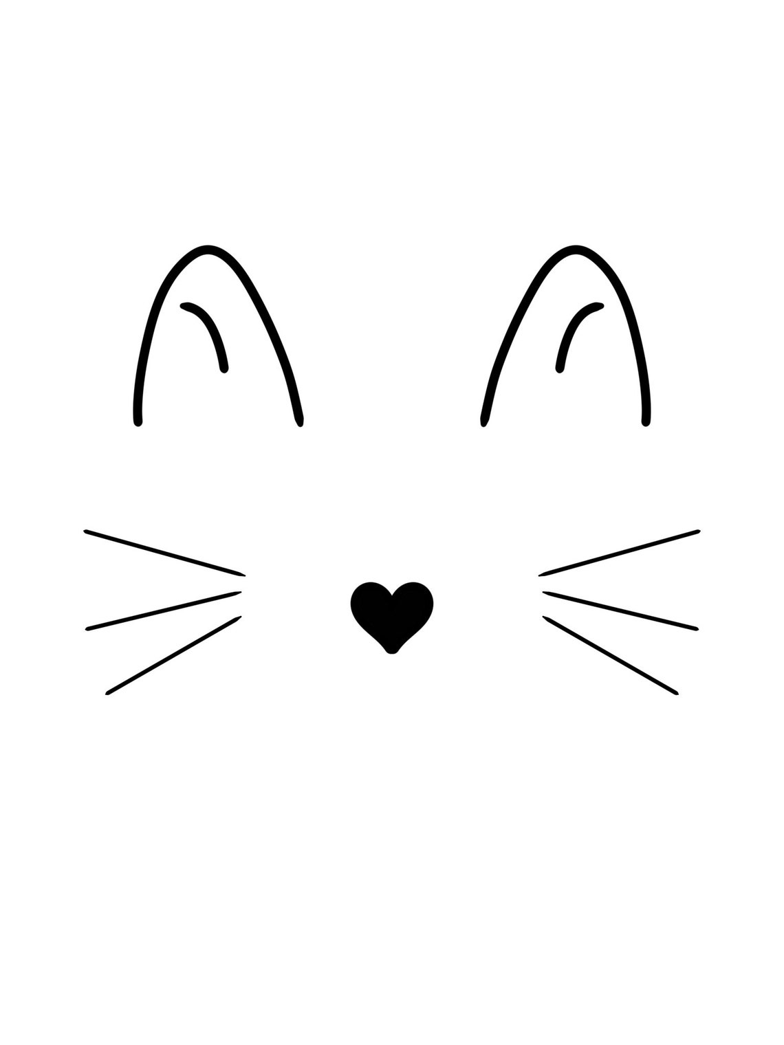 Cat face line art digital download art printable black | Etsy