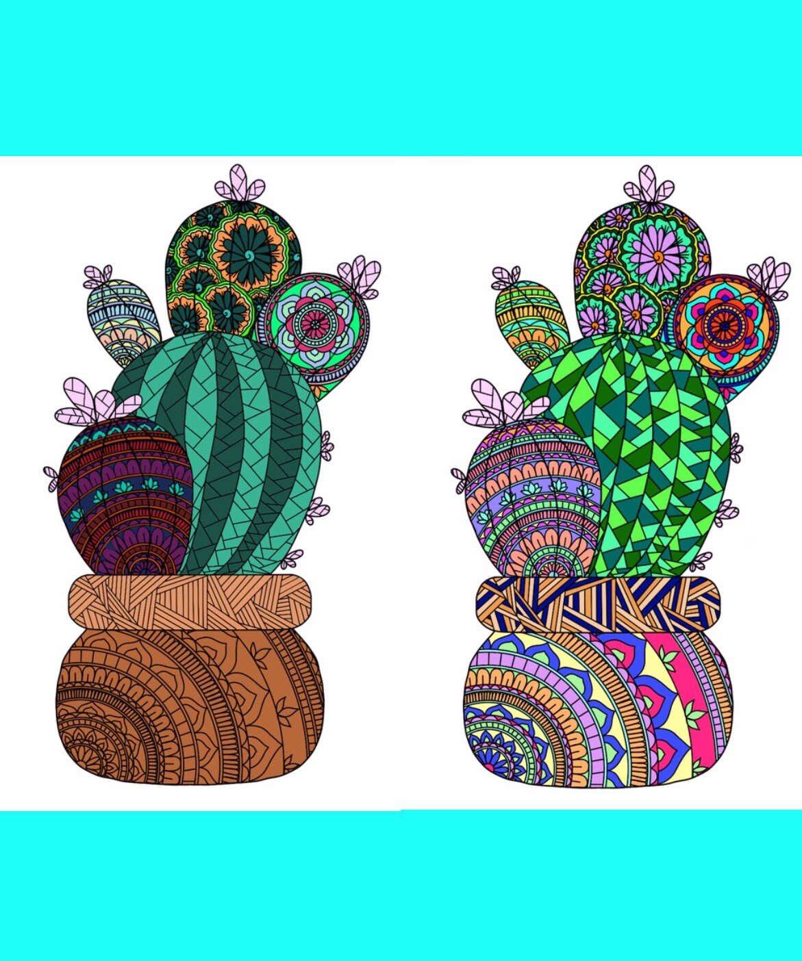 Colourful Cactus Mandala Art Printable, Cactus Mandala, Colourful ...