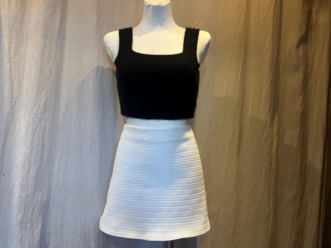60s Retro Mod Textured White Mini Skirt - Etsy