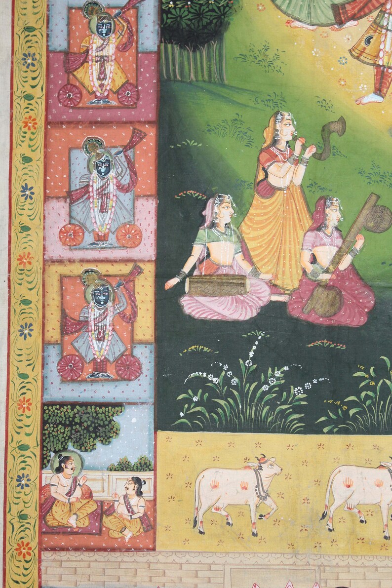Pichwai Painting Maha Raas Leela Indian Art Hand Painted on Cloth. - Etsy