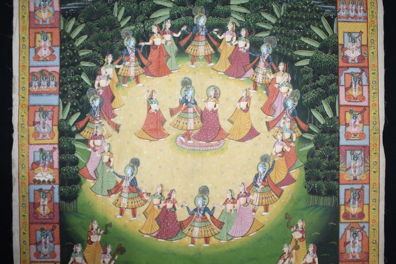 Pichwai Painting Maha Raas Leela Indian Art Hand Painted on Cloth. - Etsy