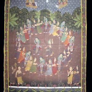 Pichwai Painting Maha Raas Leela Indian Art Hand Painted on Cloth. - Etsy