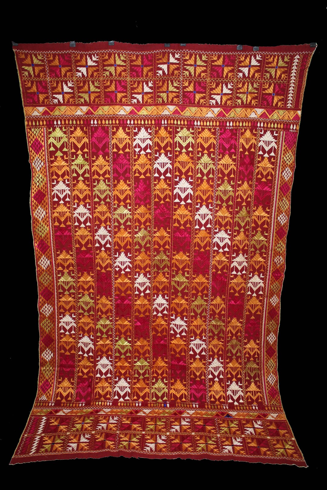 Vintage Phulkari Embroidered With Floss-silk on Handwoven From East ...