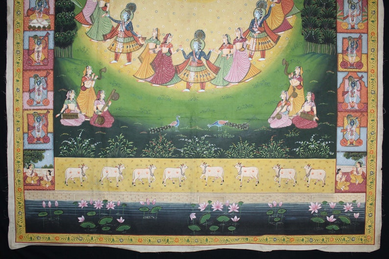 Pichwai Painting Maha Raas Leela Indian Art Hand Painted on Cloth. - Etsy