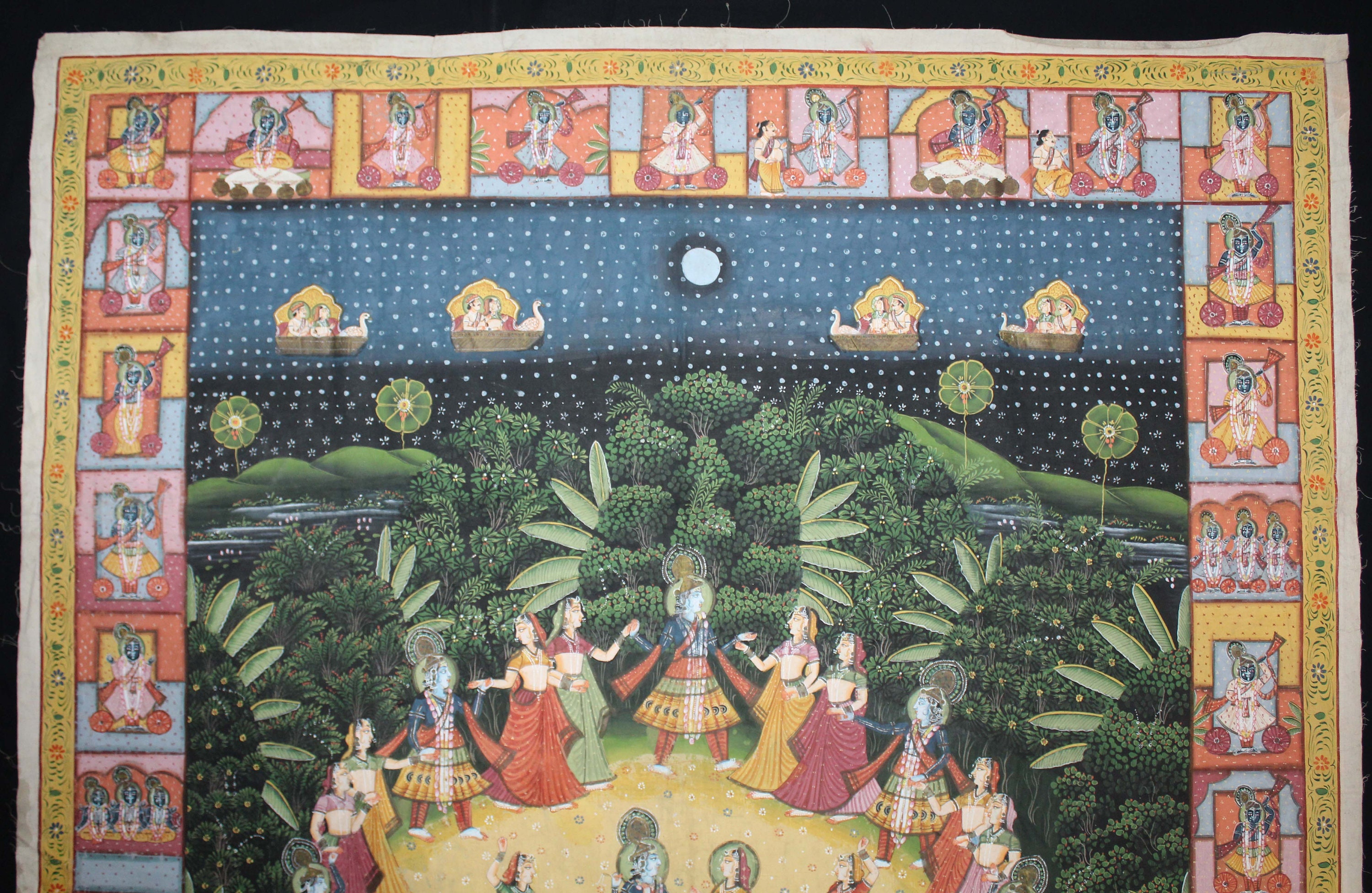 Pichwai Painting Maha Raas Leela Indian Art Hand Painted on Cloth. - Etsy