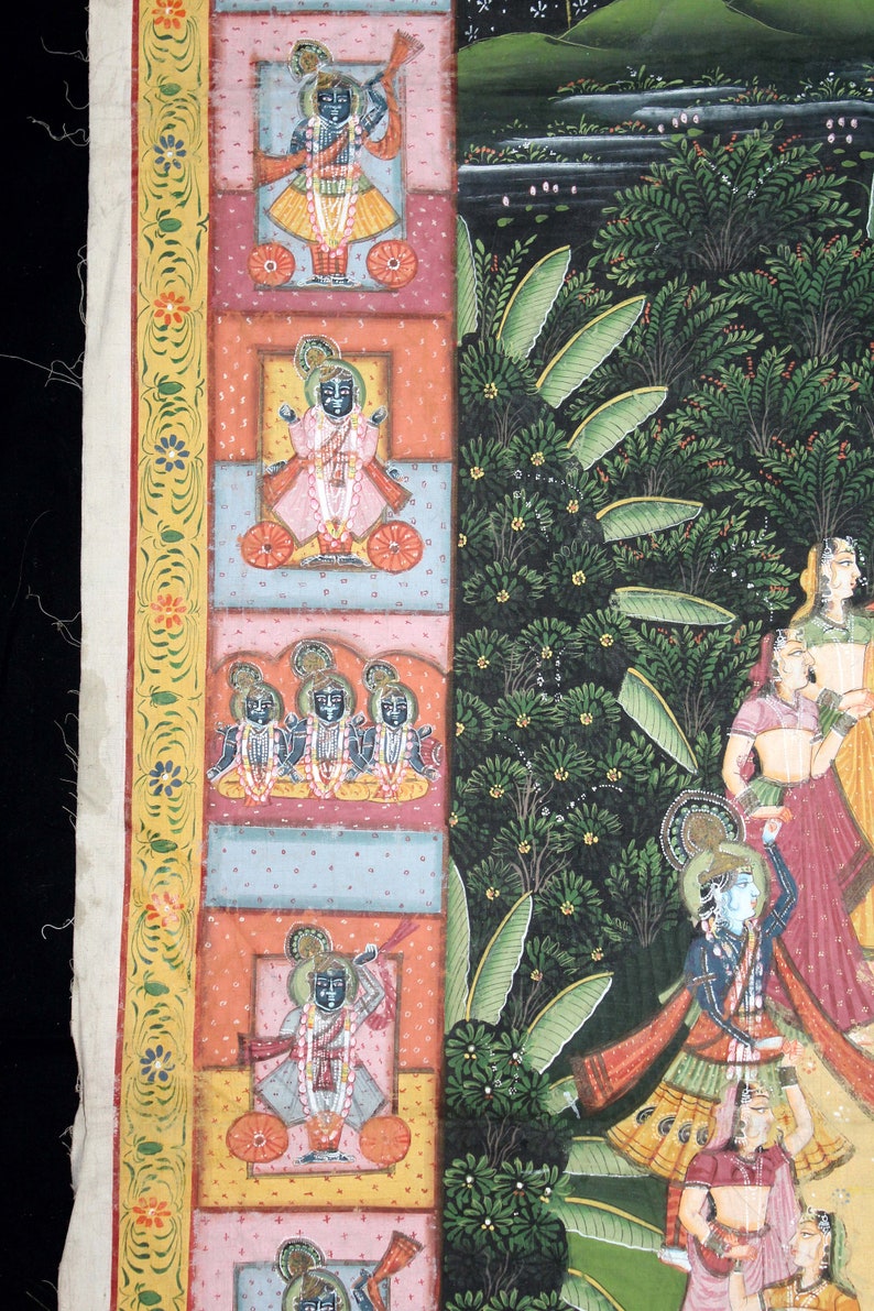 Pichwai Painting Maha Raas Leela Indian Art Hand Painted on Cloth. - Etsy