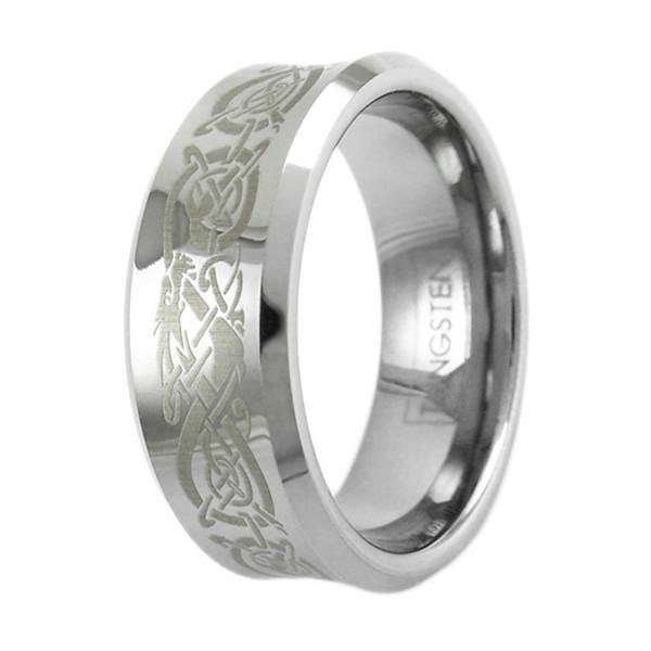 Men's Silver Tone Concave Tungsten Ring Celtic Dragon - Etsy