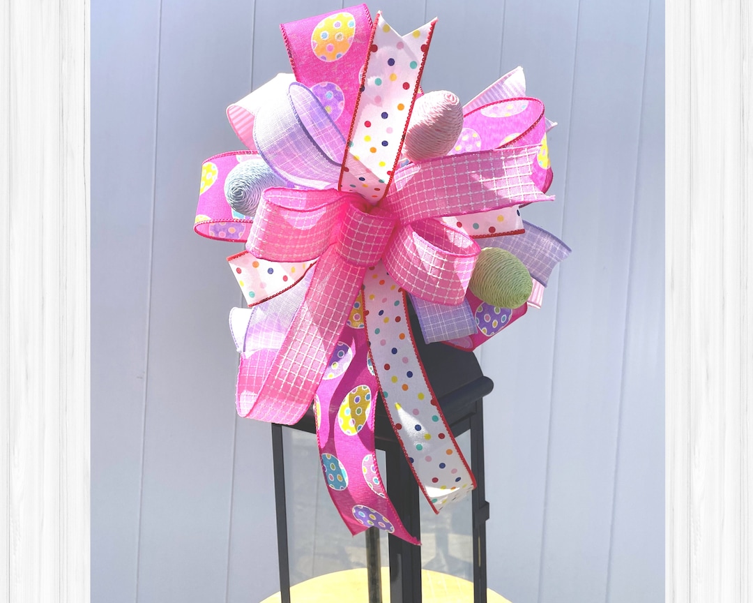 Easter Egg Lantern Bow, Easter Spring Ribbon Bow, Easter Bow for Wreath ...