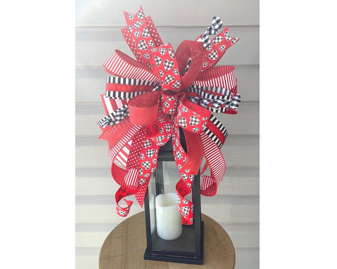 Valentine Lantern Bow, Valentine Ribbon Bow, Valentine Bow for Wreath ...