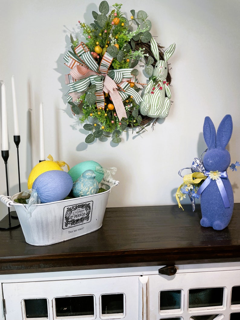 16 Flocked Easter Bunny Flocked Bunny Decor Easter - Etsy