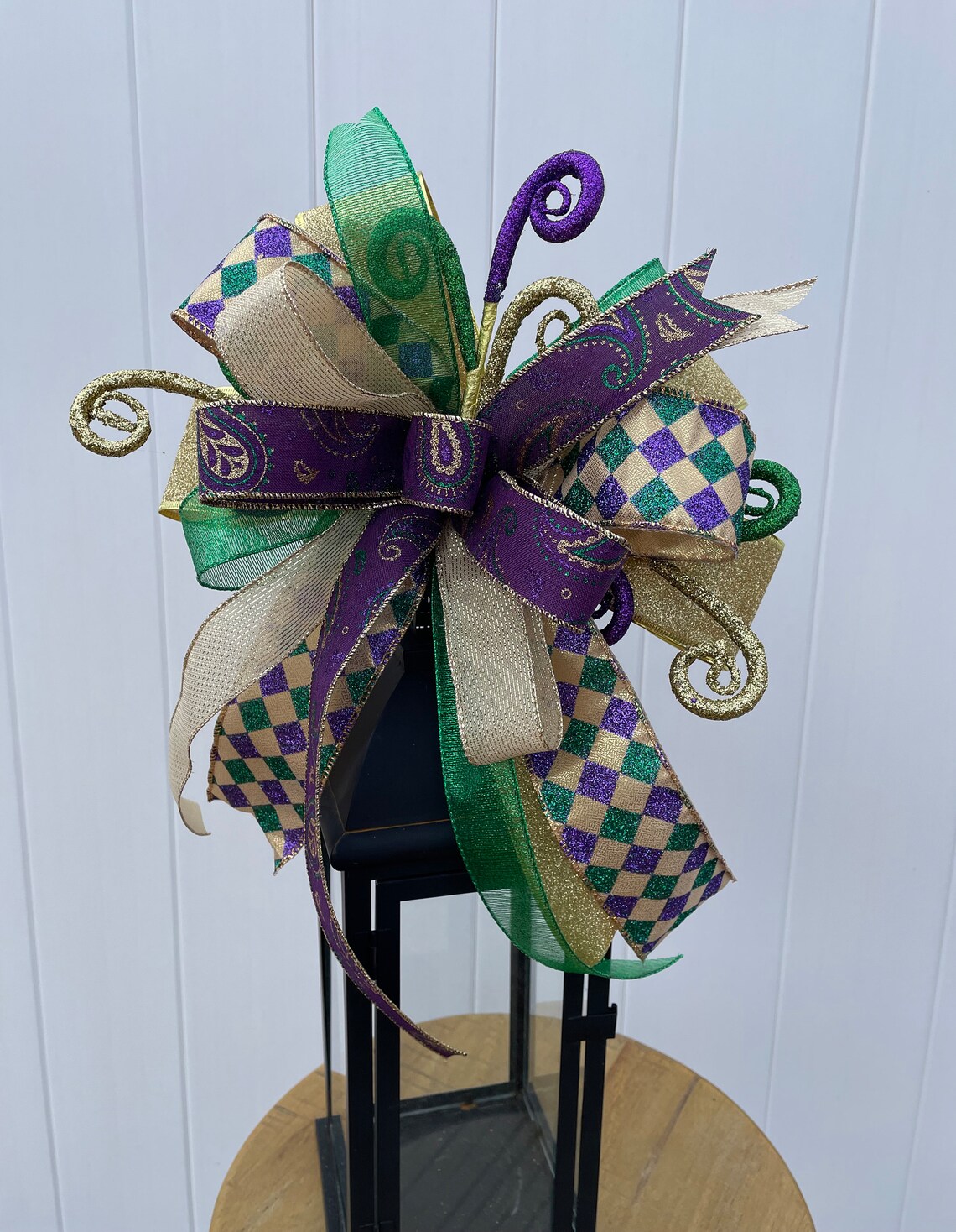Mardi Gras Lantern Bow Mardi Gras Ribbon Bow Mardi Gras Bow - Etsy