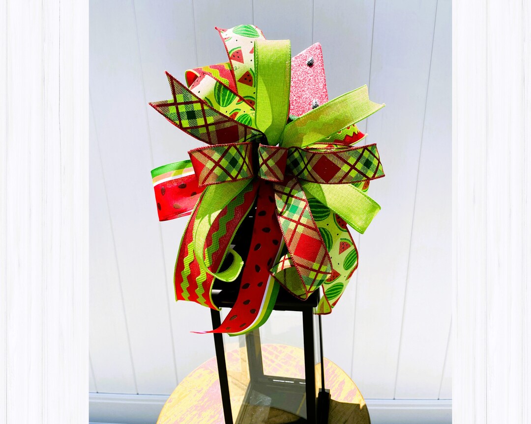 Watermelon Lantern Bow, Summer Ribbon Bow, Watermelon Bow for Wreath ...