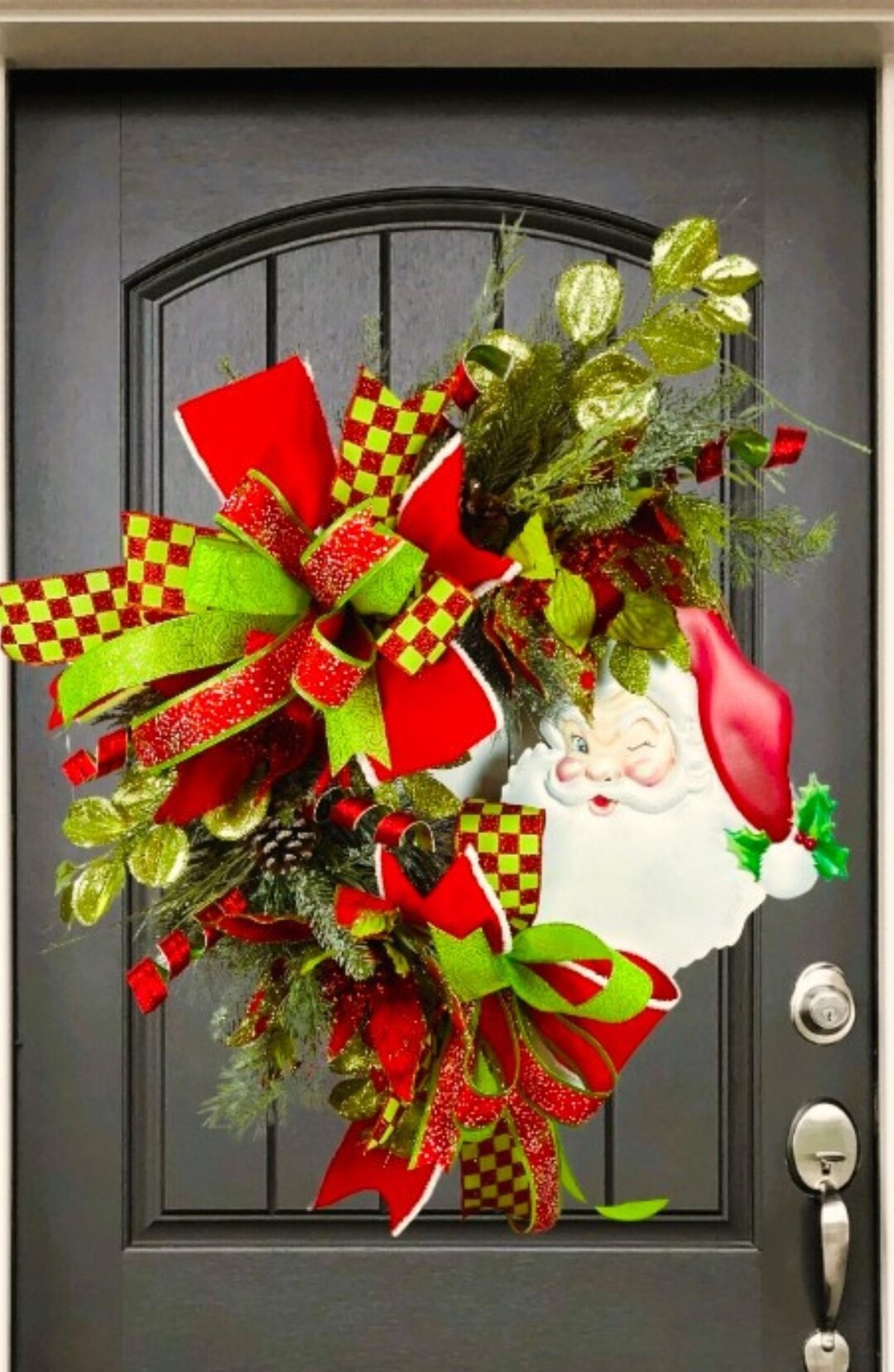 Santa Face Wreath, Christmas Front Door Wreath, Christmas Front Porch ...