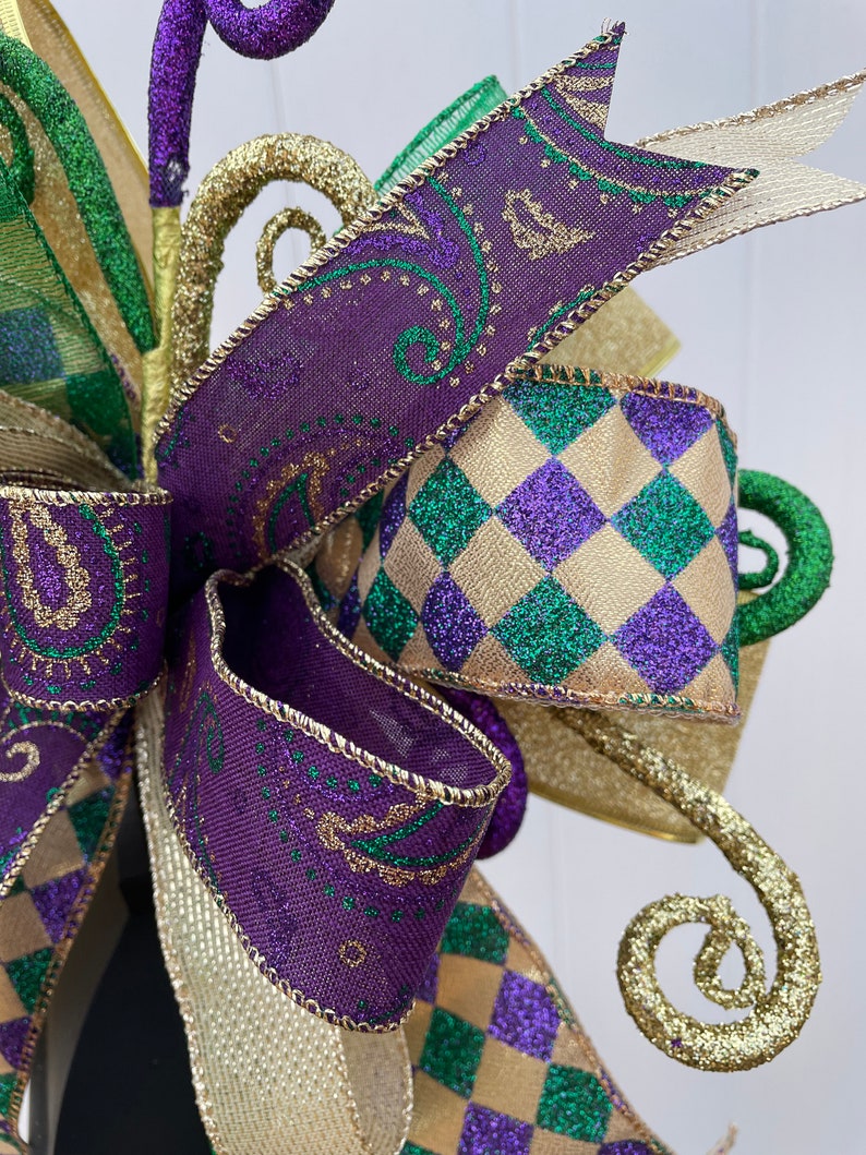 Mardi Gras Lantern Bow Mardi Gras Ribbon Bow Mardi Gras Bow - Etsy