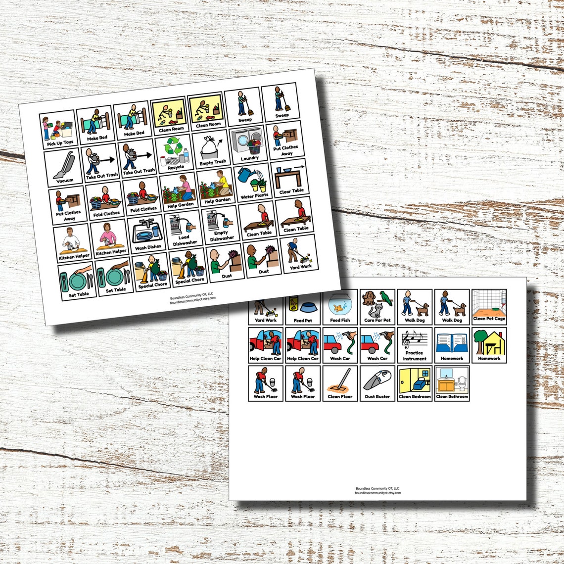 Chore Chart Printable Childrens Chores Visual Chore Chart - Etsy