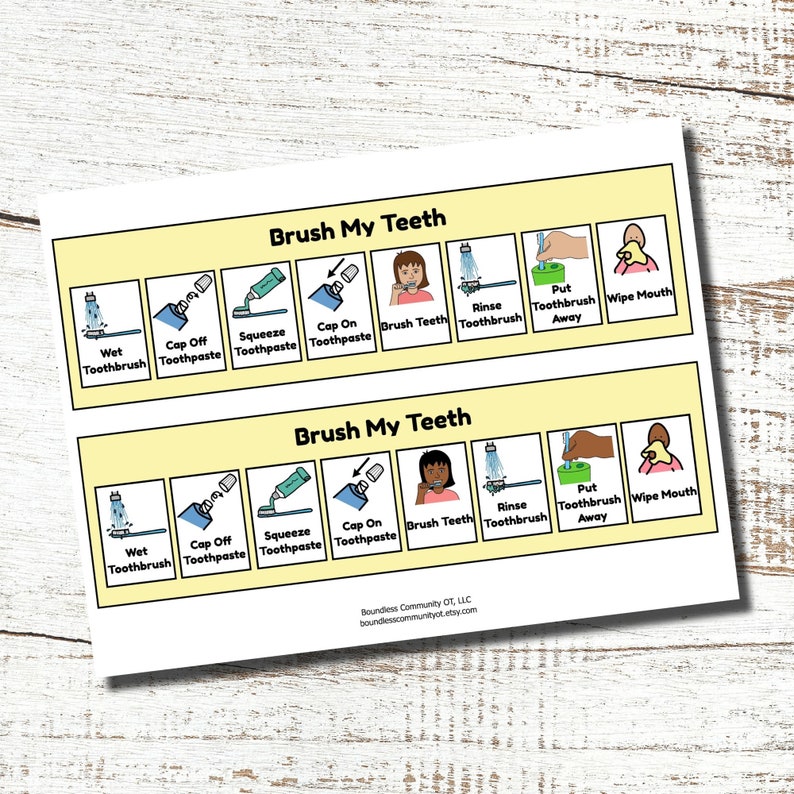 Toothbrushing Sequence Brushing Teeth Visual Support - Etsy