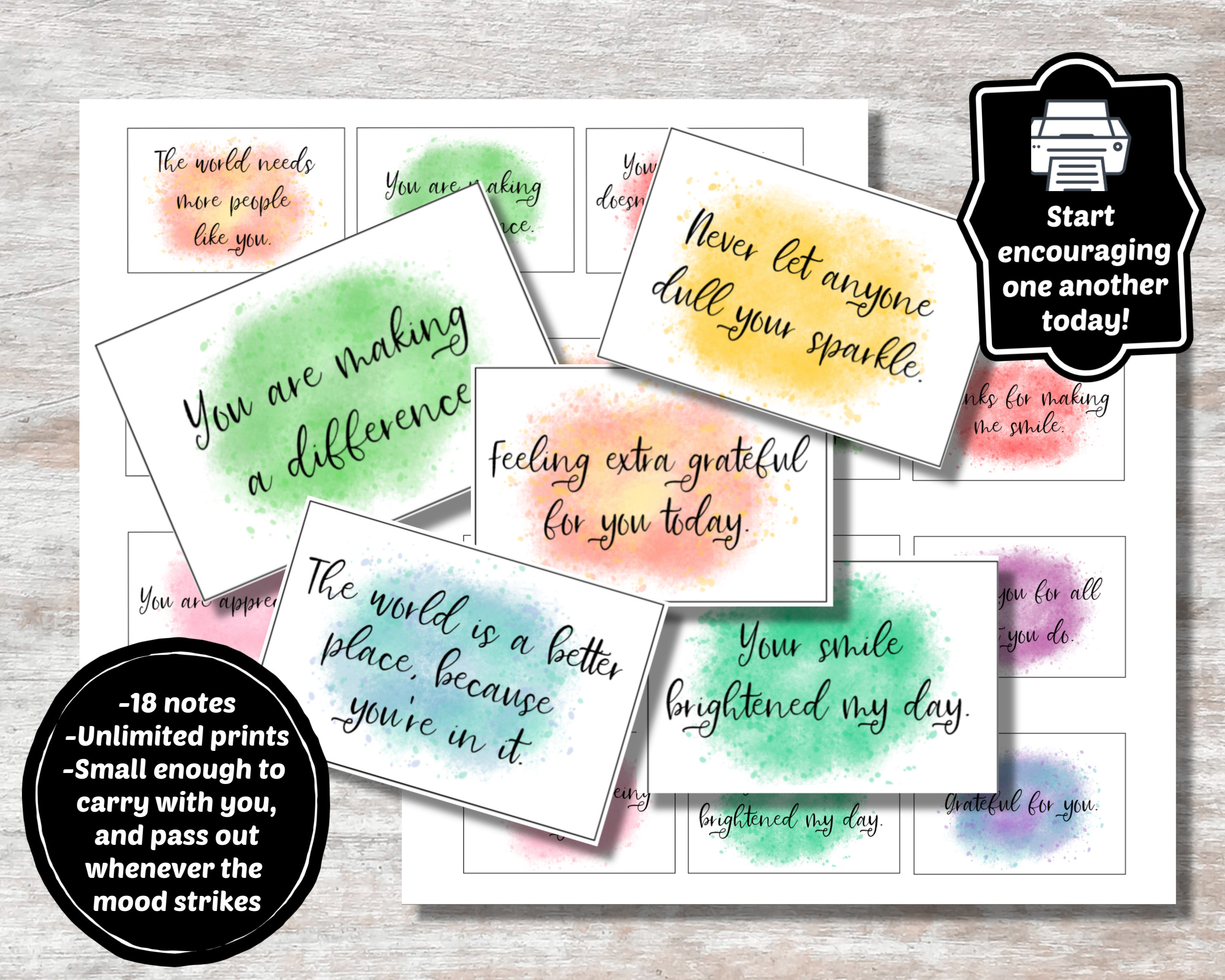 Notes of Encouragement Printable Notes 18 Notes Watercolor | Etsy Canada