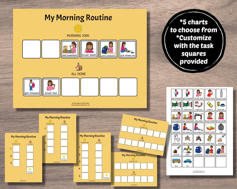 Morning Routine Visual Morning Chart Morning Chores Morning | Etsy