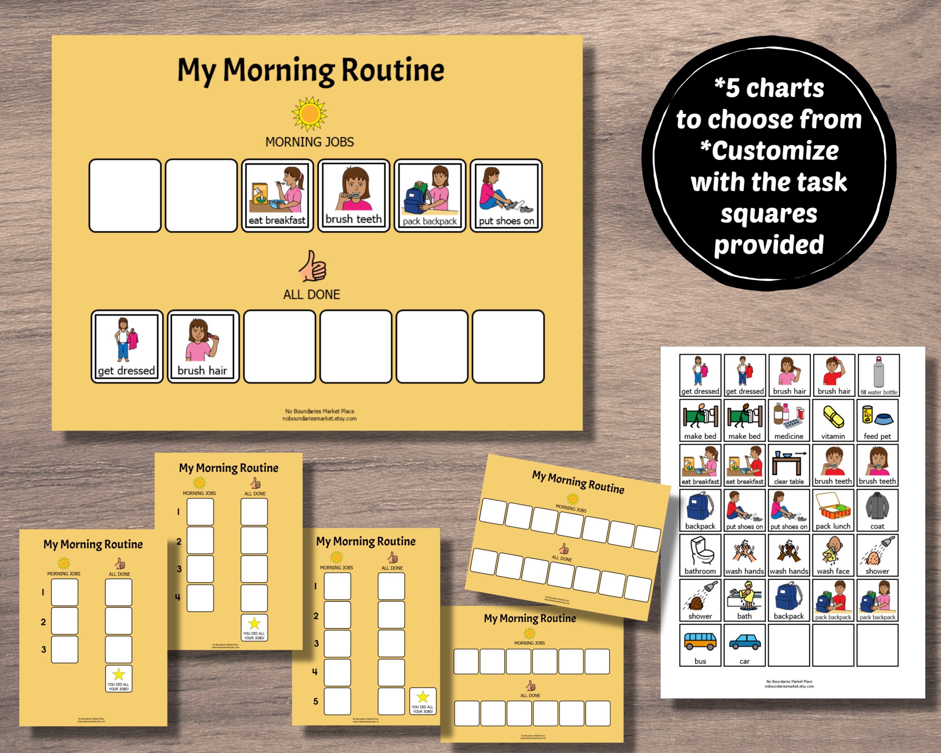 Morning Routine Visual Morning Chart Morning Chores Morning | Etsy