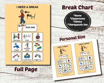 Classroom Break Cards and Break Tracker Printable Activity - Etsy