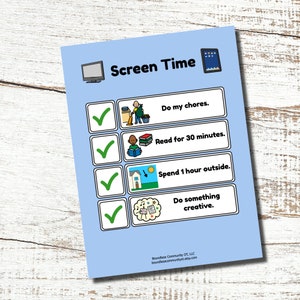 Screen Time Visual, Childrens Schedule, Schedule for Kids, Screen Time ...