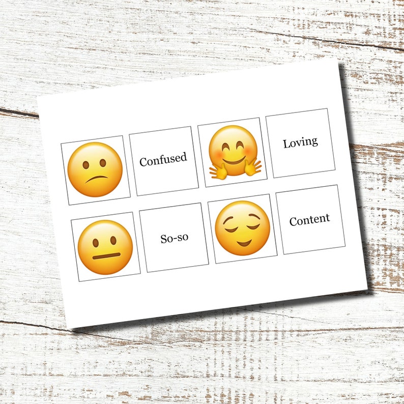 Emoji Emotions Matching Cards Emotions Matching Game Emoji | Etsy