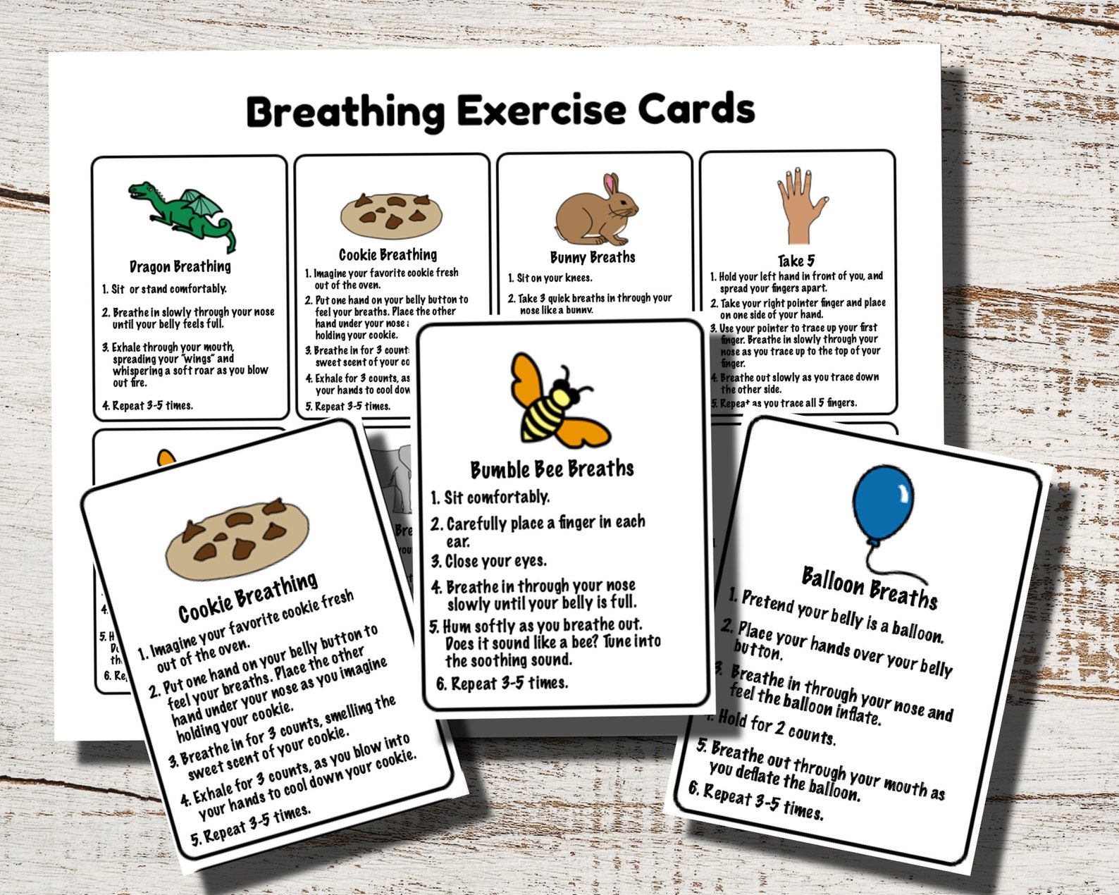 Breathing Cards for Kids, Deep Breathing Exercises, Self-regulation ...
