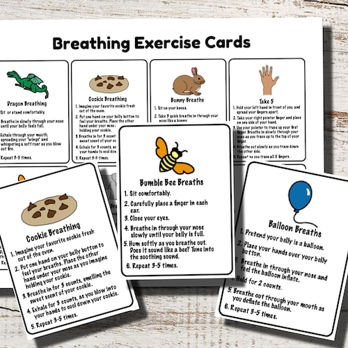 Mindfulness Breathing Exercises Activities Cards for Kids - Etsy