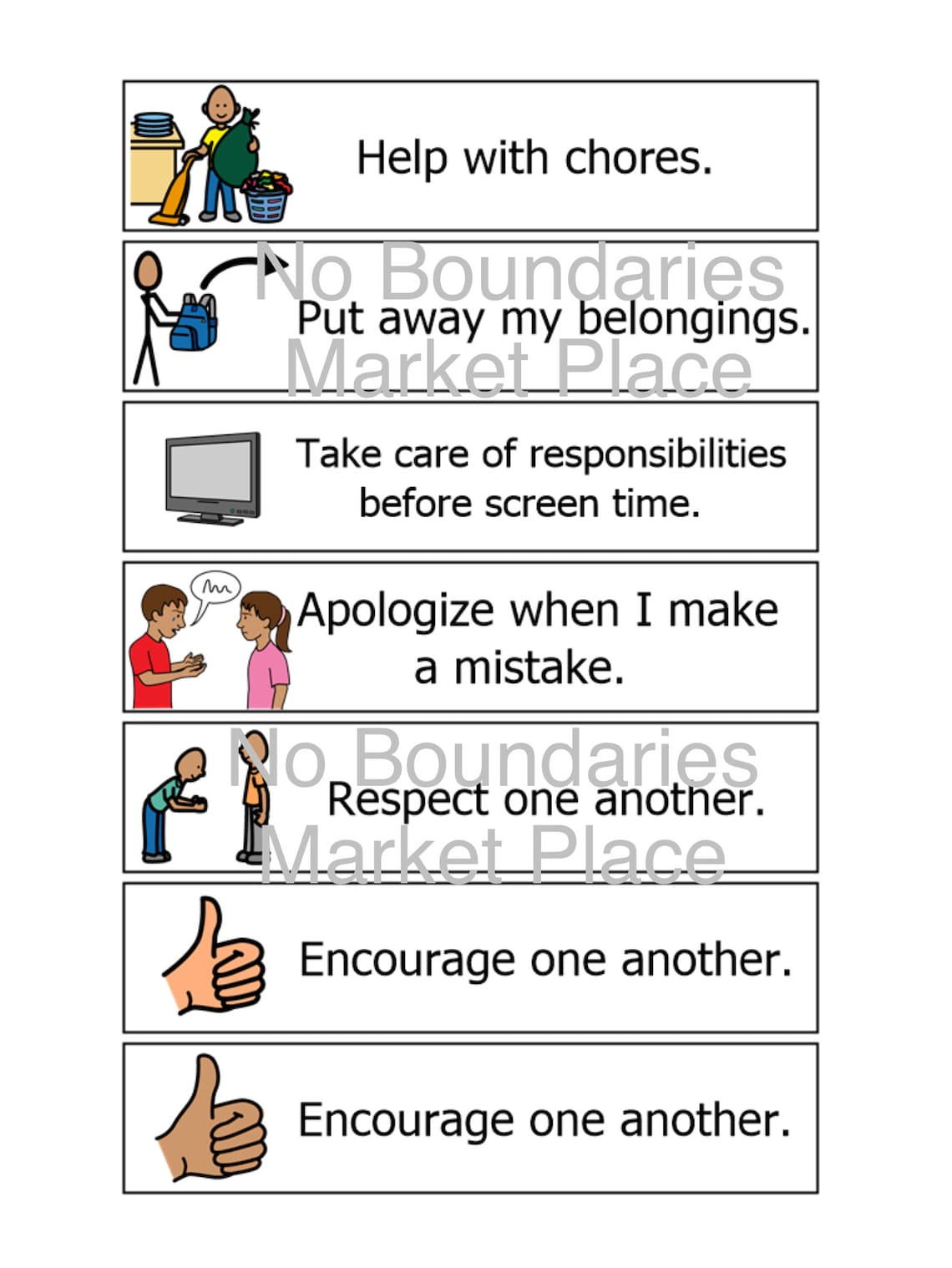 Family Rules Chart Family Rules Visual Support Family Rules | Etsy