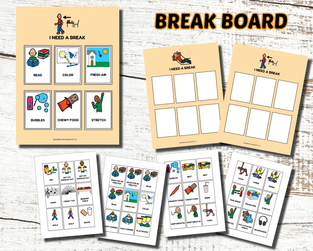 Break Board Sensory Breaks Self-regulation Printable - Etsy