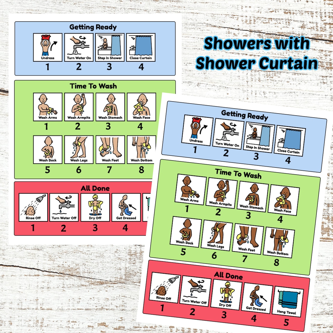 Shower Sequence Visual Support Taking A Shower Shower Visual Etsy