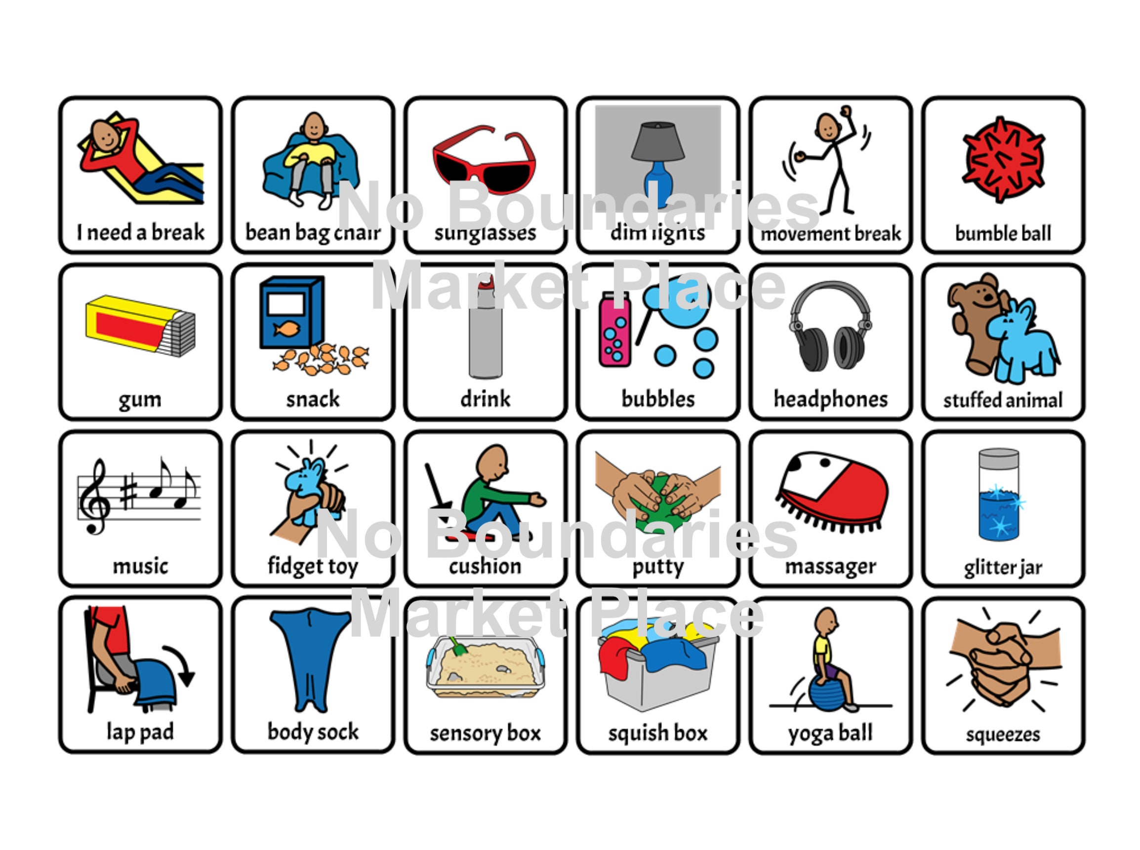 Digital Sensory Break Cards Calm Down Tools Calm Down Cards | Etsy