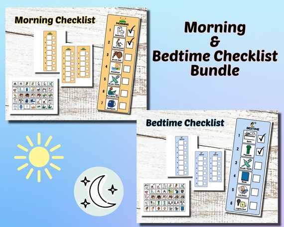 Morning and Bedtime Checklist Bundle Visual Schedule Morning - Etsy