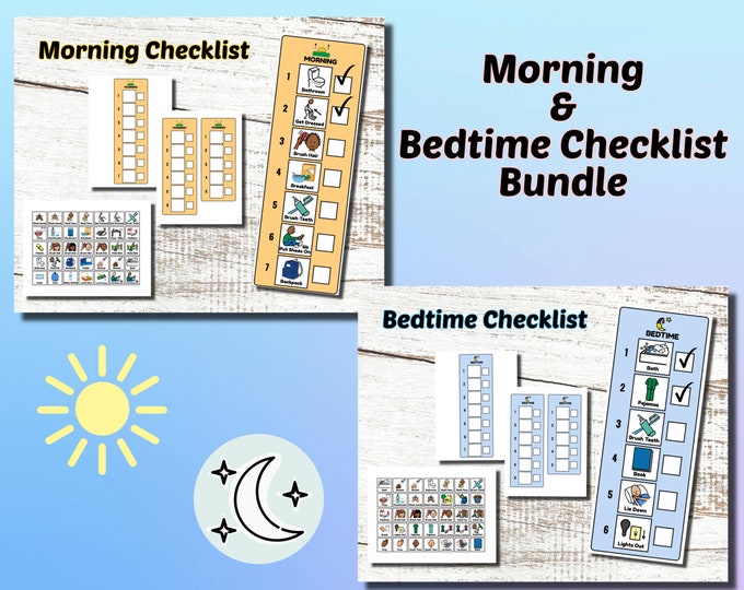 Morning and Bedtime Checklist Bundle, Visual Schedule, Morning Routine ...