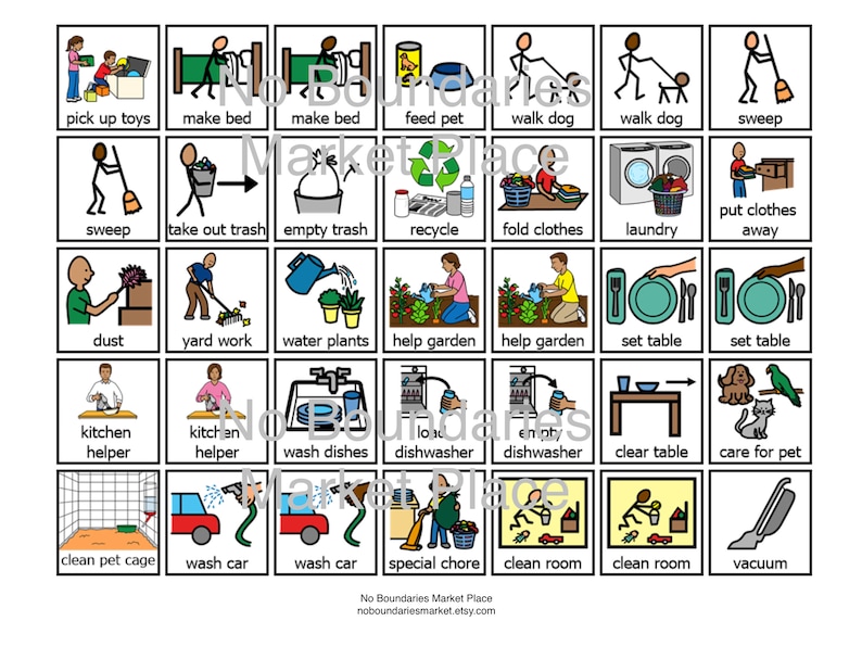 Daily Chore Chart Childrens Chores Visual Chore Chart | Etsy